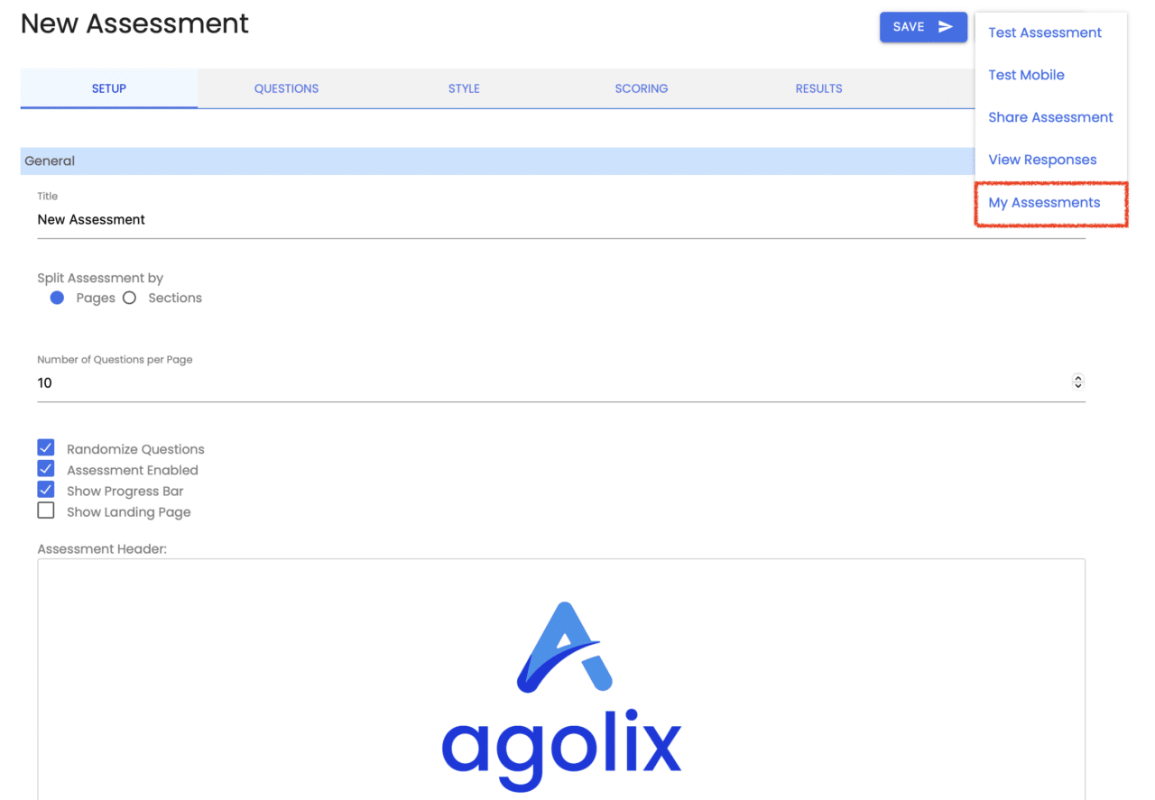 Set Up Your Assessment in Assessment Generator