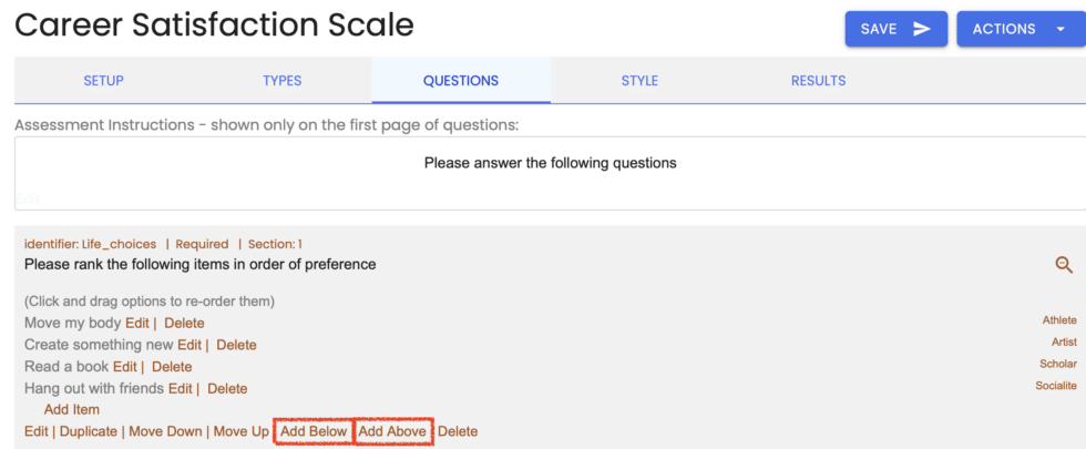 Add Ranking Questions When Creating Your Online Assessment